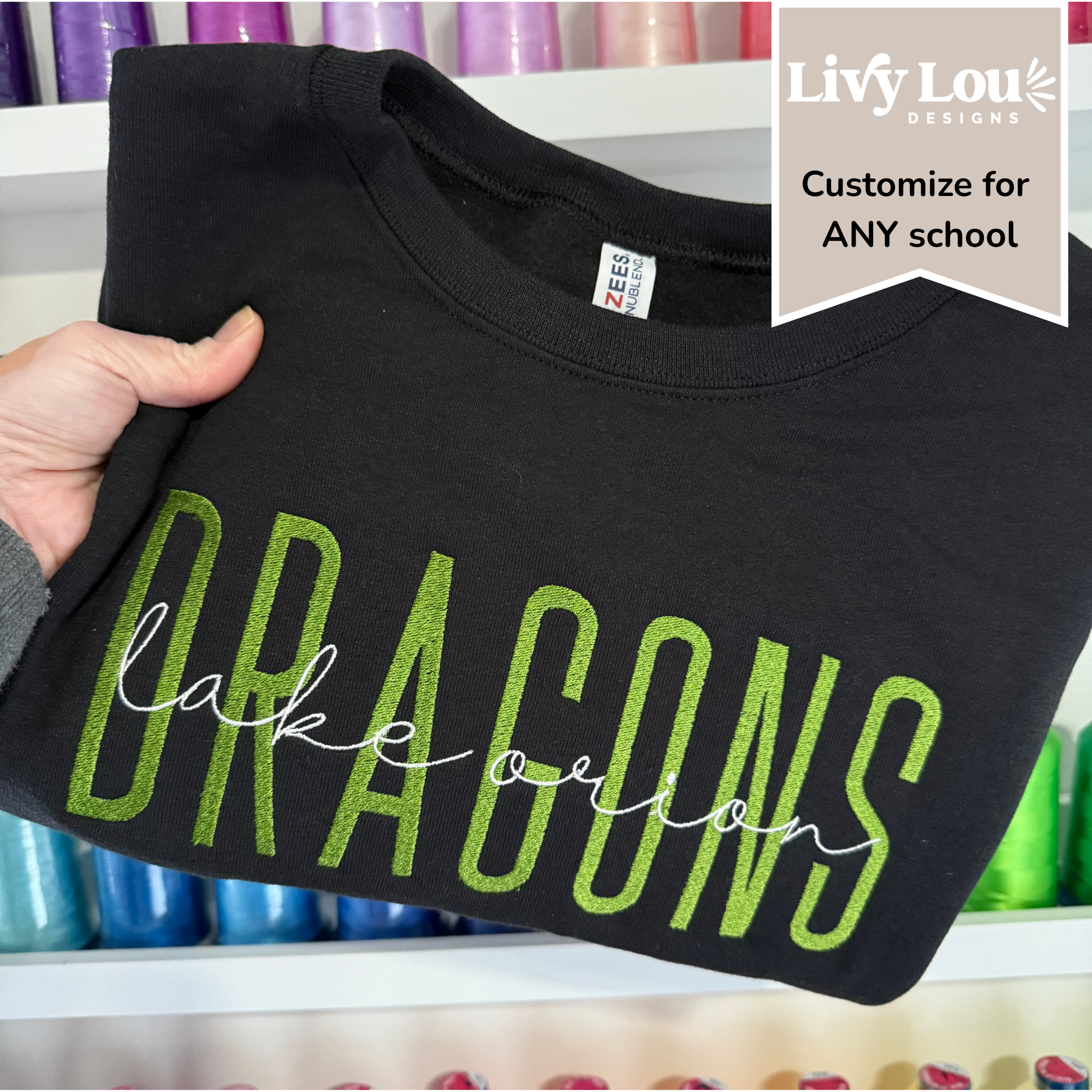 Custom Embroidered School Spirit Sweatshirt – Livy Lou Designs Co